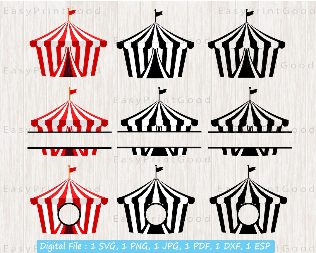 Circus Tent Svg Bundle, Carnival, Circus Tent Split Frame, Circus Tent ...