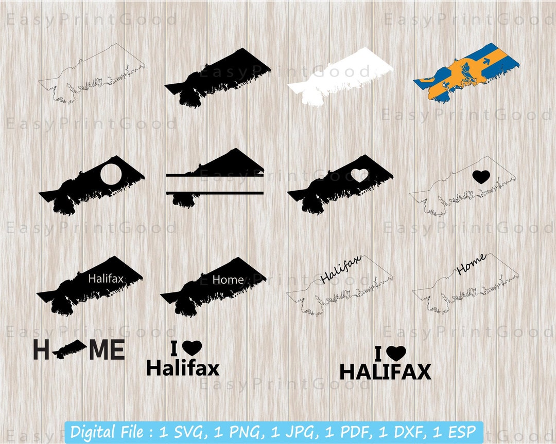 Halifax Map Svg Bundle, Halifax Map Clipart, Silhouette, Home, Monogram ...