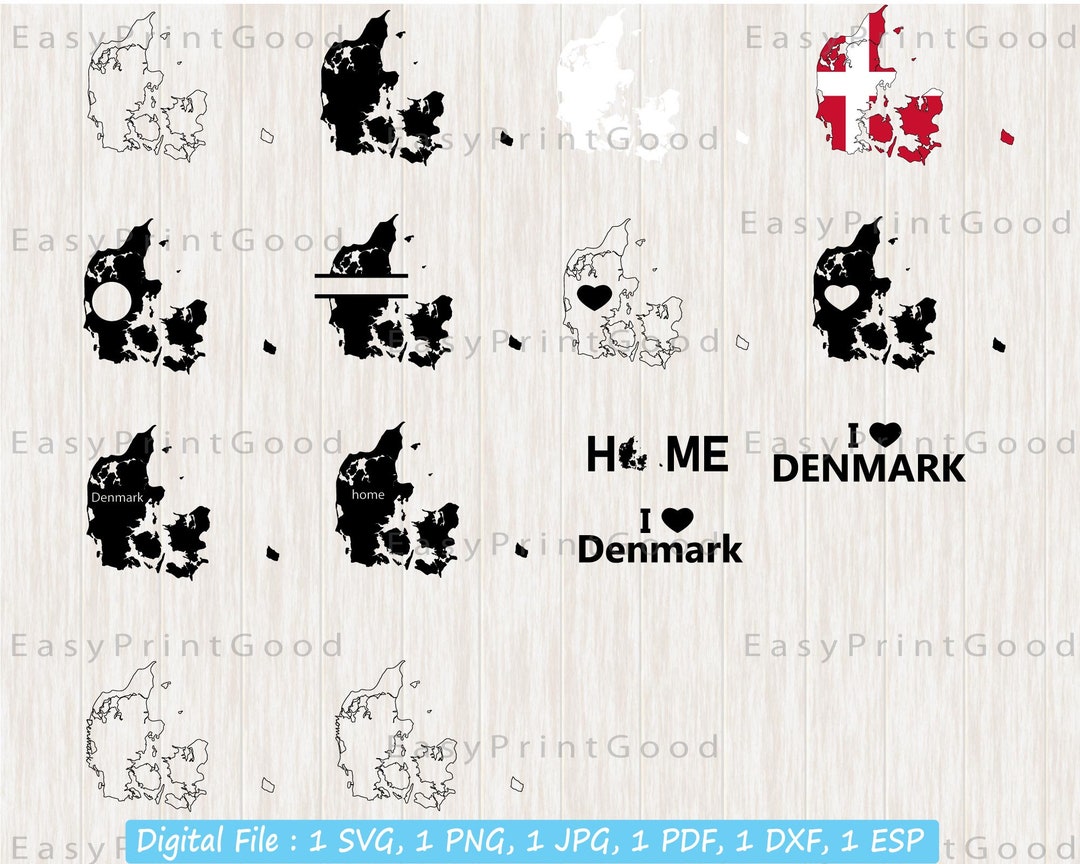 Denmark Svg Bundle, Denmark Map, Danish Clipart, Denmark Flag Map ...
