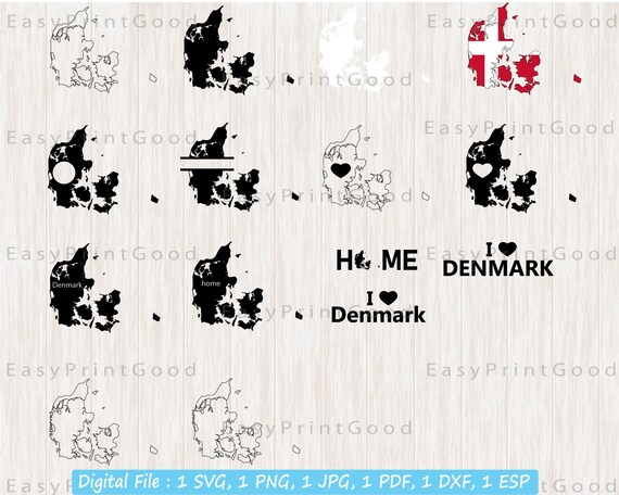 Denmark Svg Bundle Denmark Map Danish Clipart Denmark Flag | Etsy