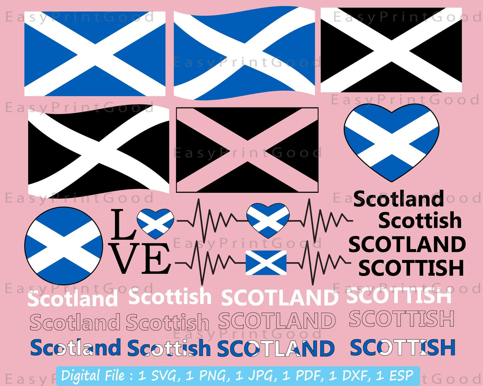 Scotland Flag Bundle Svg Scotland National Flag Scottish | Etsy