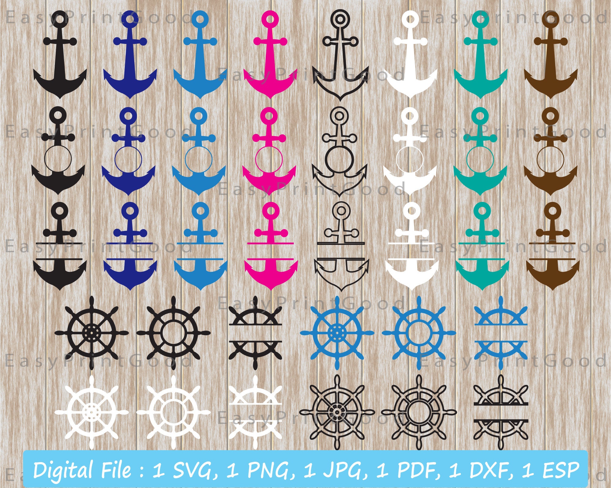 Anchor Svg Ship Wheel Svg Anchor Clipart Anchor Frames Svg | Etsy