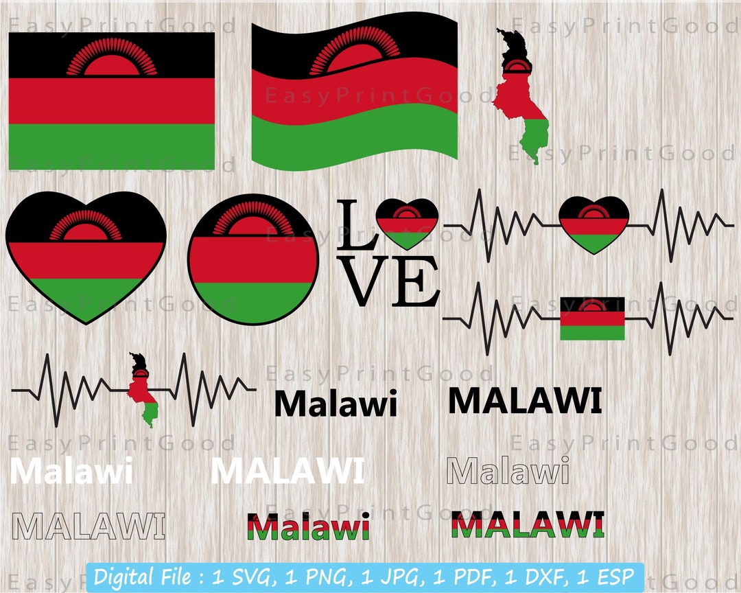 Malawi Flag Bundle Svg, Malawi Nation, Malawi Clipart, Love, Waving ...