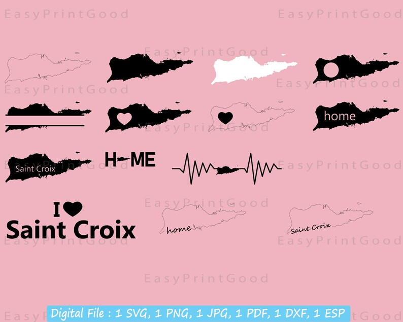 Saint Croix Map SVG Bundle: US Virgin Islands Cut Files (digital ...