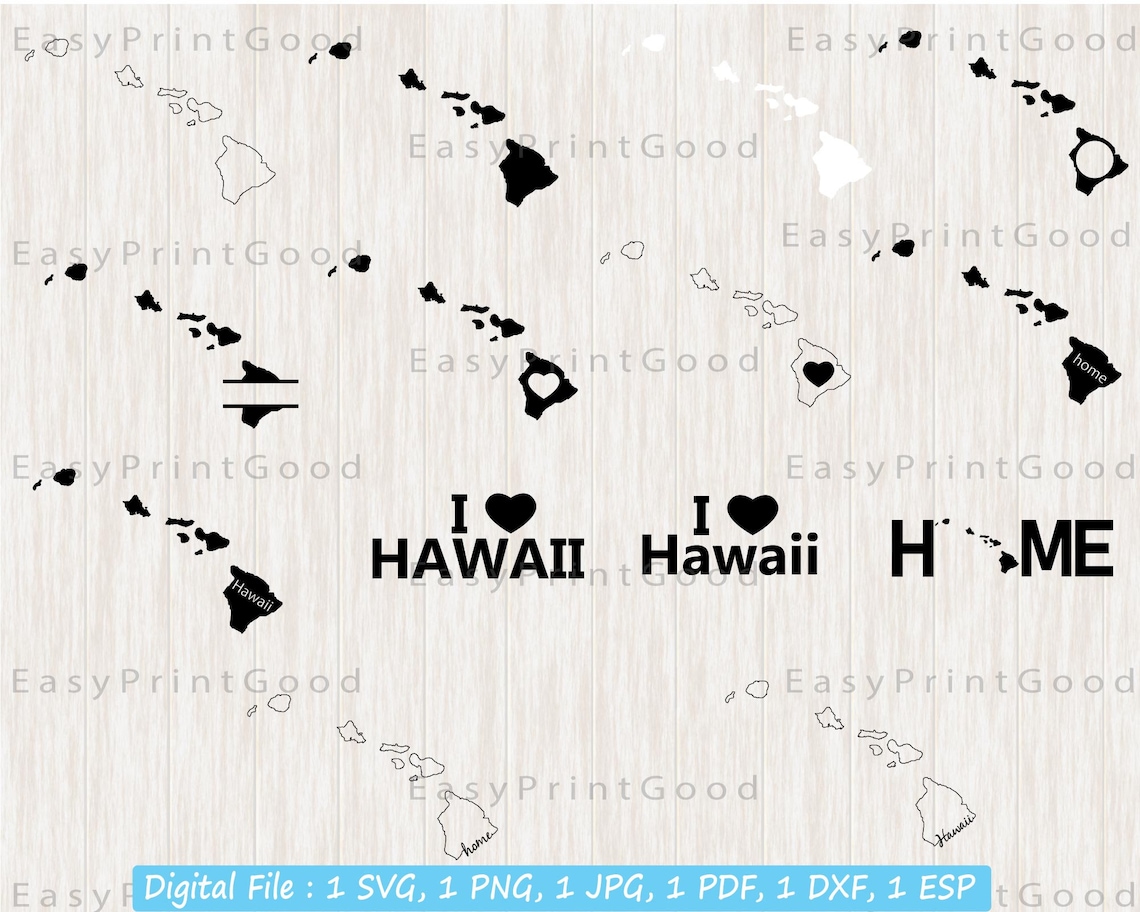 Hawaii State Svg Bundle Hawaii Map Svg Hawaiian State - Etsy