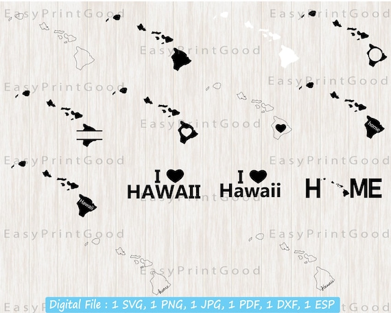 Hawaii State Svg Bundle Hawaii Map Svg Hawaiian State - Etsy