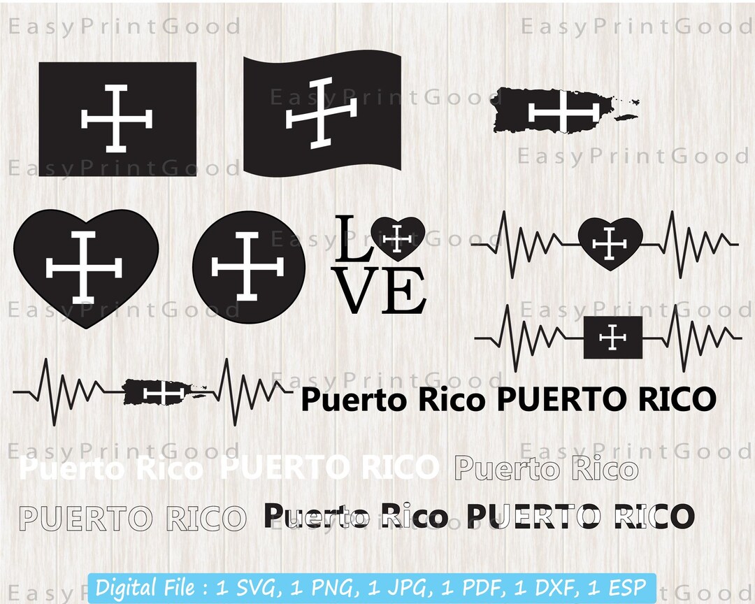 Puerto Rico Flag Bundle Svg, Puerto Rico Nationalist Flag, Love, Waving ...