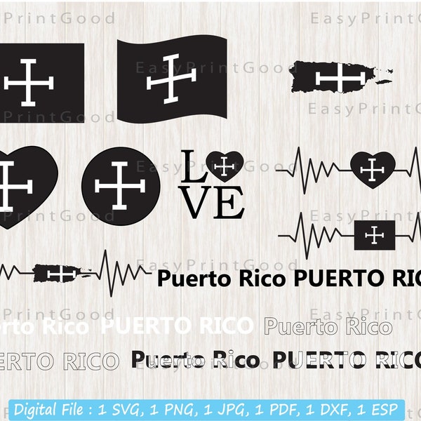 Puerto Rico Flag Outline Svg - Etsy