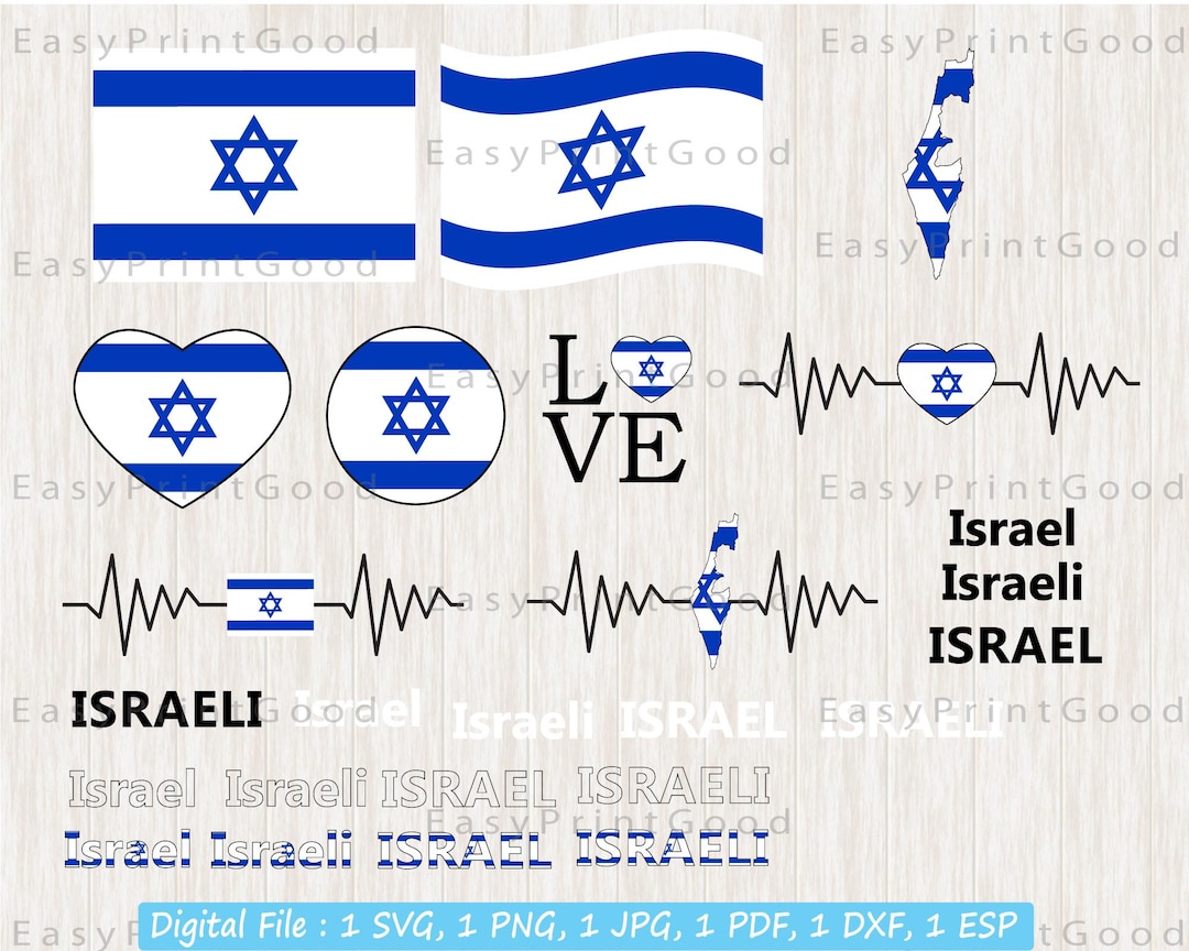 Israel Flag Bundle Svg, Israeli Flag Svg, Love Israel, Waving, Israel ...