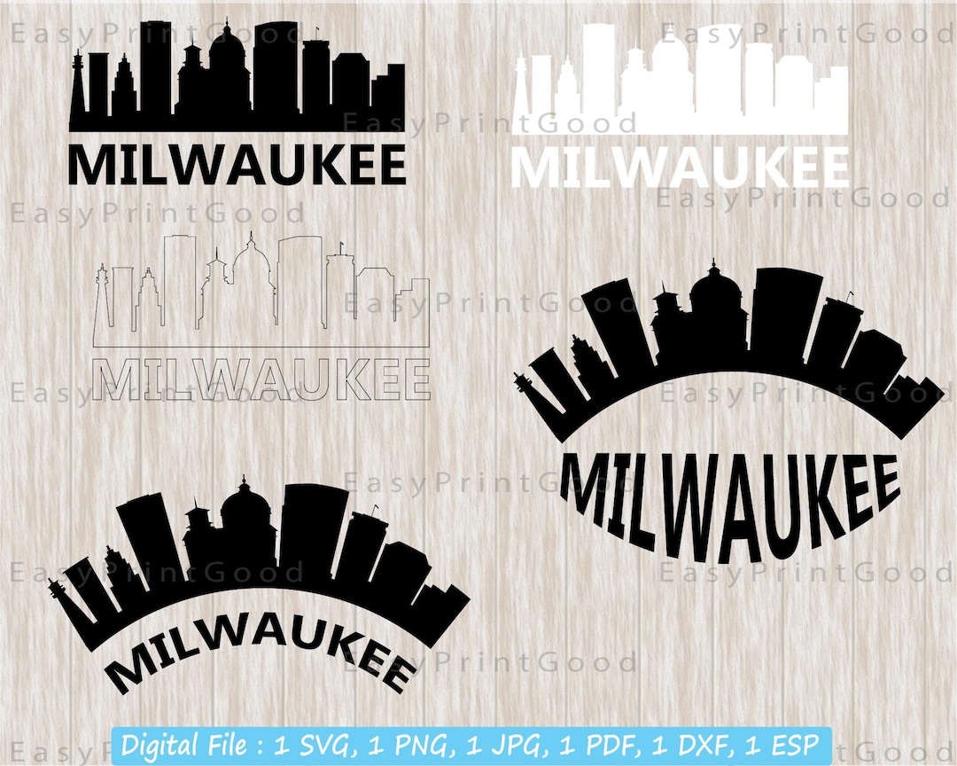 Milwaukee Skyline Svg, Milwaukee Skyline Cityscape Silhouette, City ...