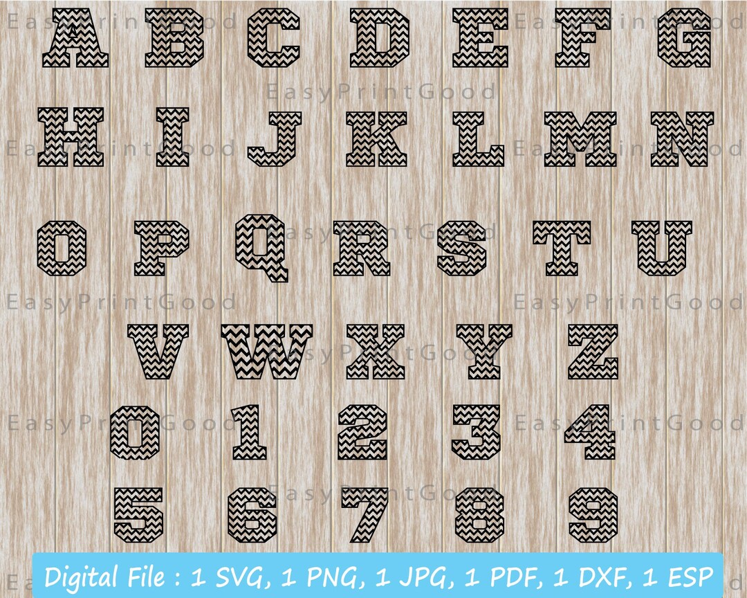 Chevron Alphabet and Numbers Svg Chevron Font Svg Chevron Alphabet Svg ...