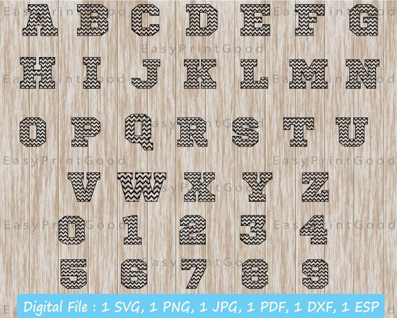 Chevron Alphabet and Numbers Svg Chevron Font Svg Chevron | Etsy
