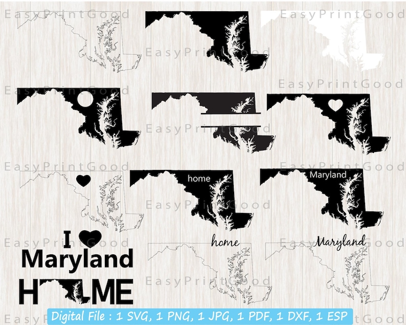 Map of Maryland Svg Maryland Svg Bundle Maryland State - Etsy