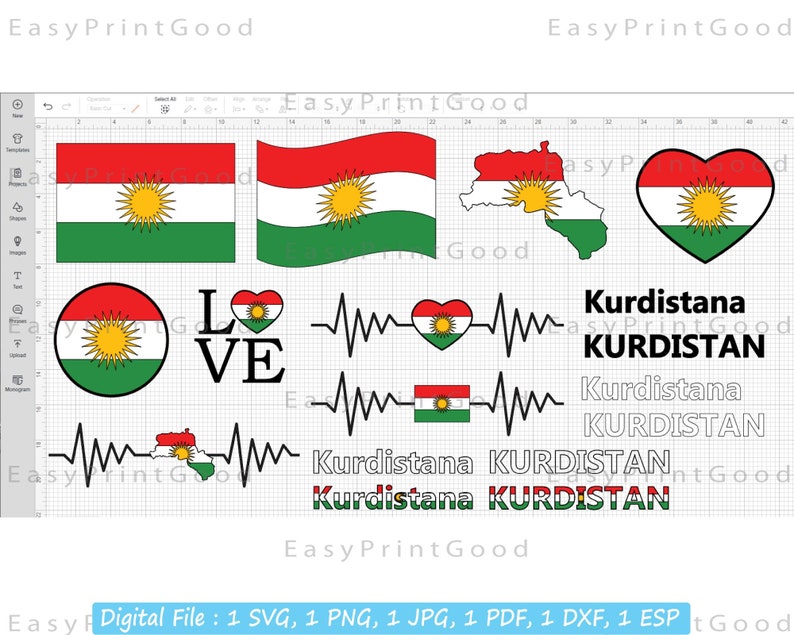 Kurdistan Flag Bundle Svg Kurd Kurdistani Banner Love - Etsy