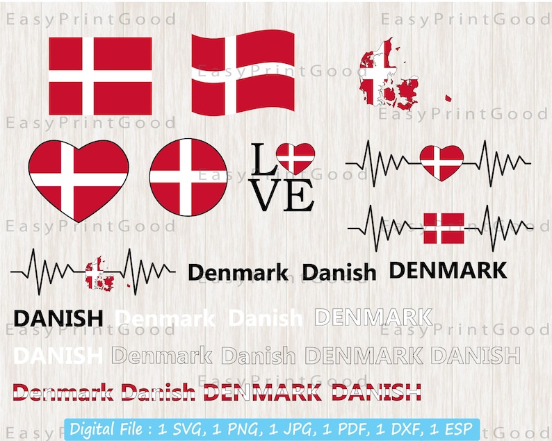 Denmark Flag Svg Bundle Danish Flag Denmark Map Flag - Etsy