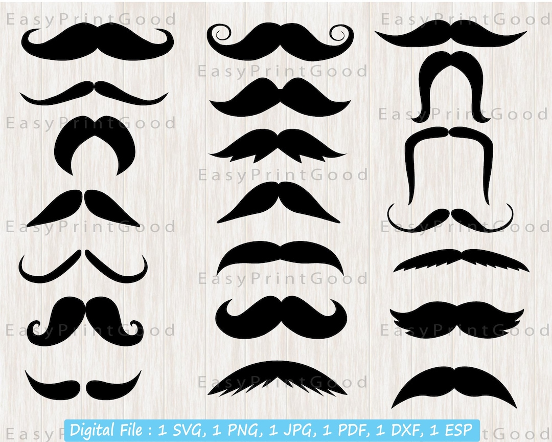 21 Mustache Bundle Svg, Mustache Svg, Mustache Silhouette, Mustache ...