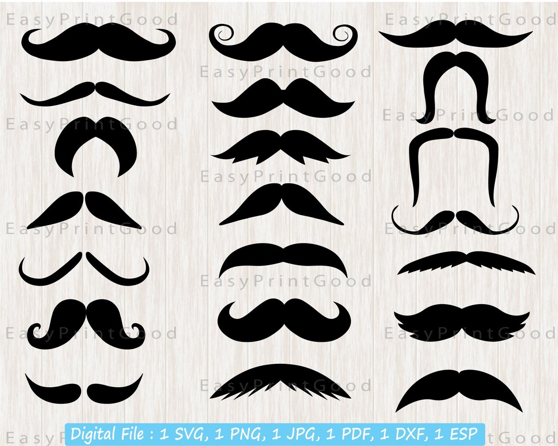 21 Mustache Bundle Svg Mustache Svg Mustache Silhouette - Etsy