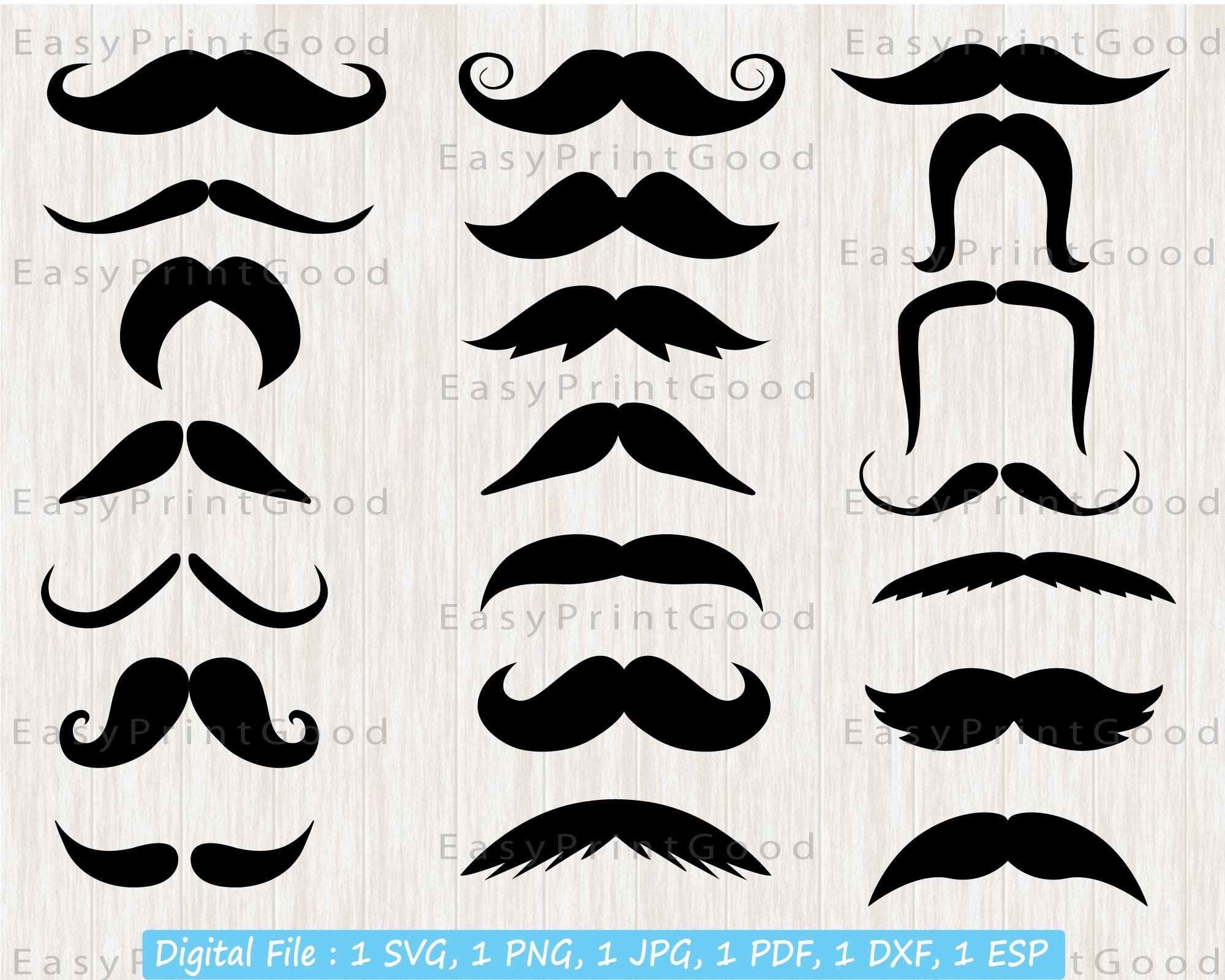 21 Bigote Bundle Svg Bigote Svg Silueta bigote Formas | Etsy