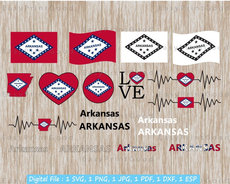 Arkansas State Flag Svg Bundle Arkansas State Flag Waving - Etsy