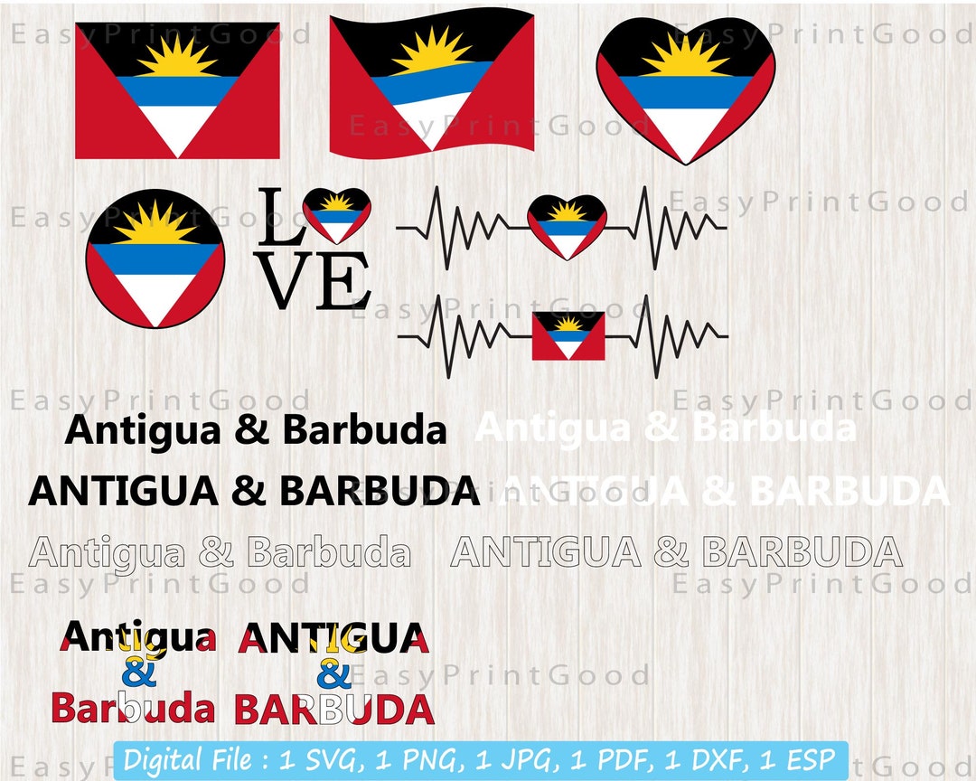 Antigua and Barbuda Flag Bundle Svg, Antigua & Barbuda Island Flag ...