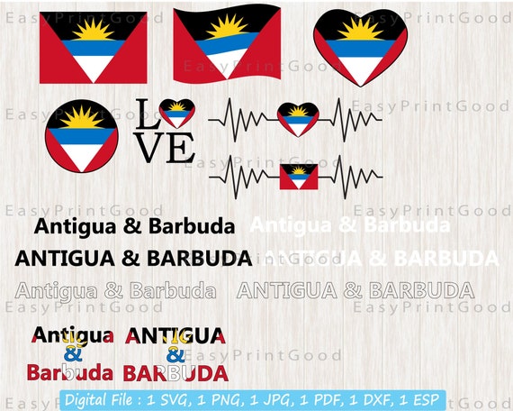 Antigua and Barbuda Flag Bundle Svg Antigua & Barbuda Island | Etsy