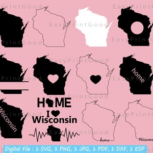 Wisconsin State SVG Bundle, Wisconsin Map Svg, Wisconsin State ...