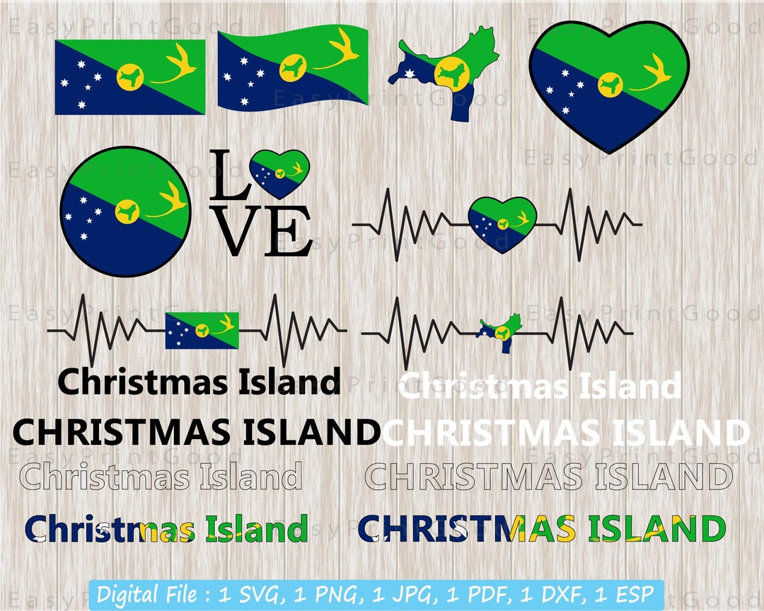 Christmas Island Flag SVG Bundle: Map, Heart, Waving (cut File) - Etsy