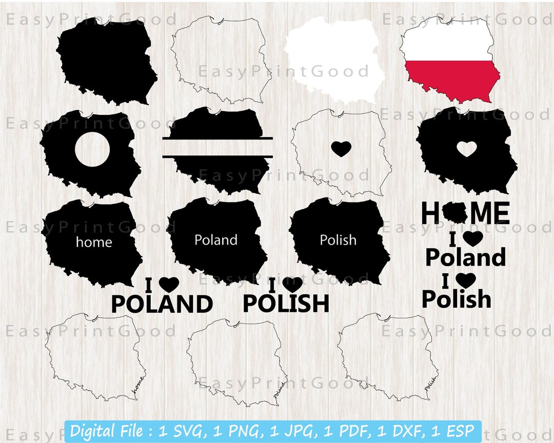 Poland Map SVG Bundle: Polish Outline, Monogram, Cricut Cut File ...