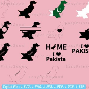 Pakistan Map SVG Bundle: Outline, Flag, Clipart (digital Download) - Etsy