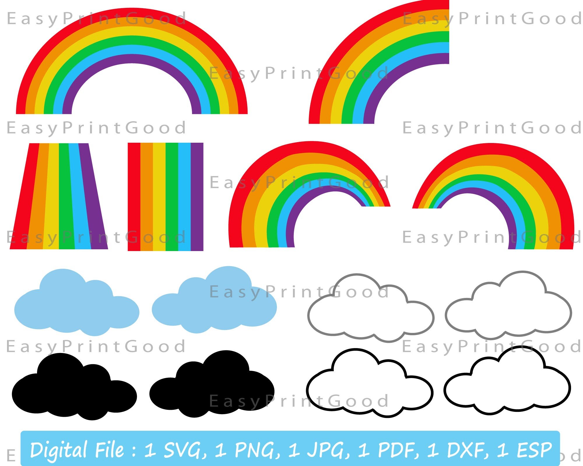 Rainbow Svg Rainbow Cut File Rainbow Clipart Rainbow With | Etsy