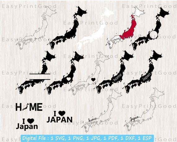 Japan SVG Bundle Japan Map Svg Accueil Japan Outline Japan | Etsy France