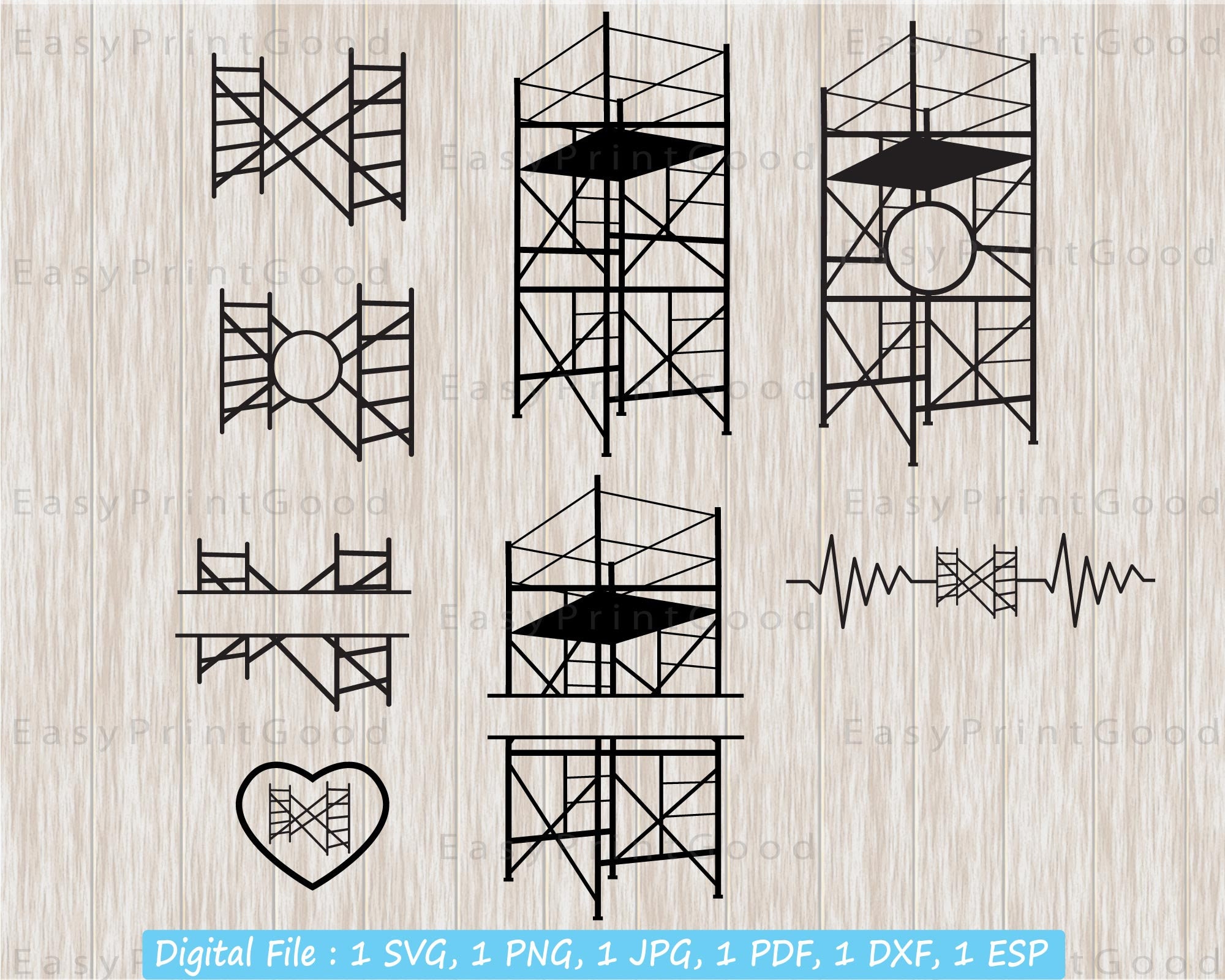 Scaffolding Bundle SVG: Builder Frame Clipart (digital Download) - Etsy