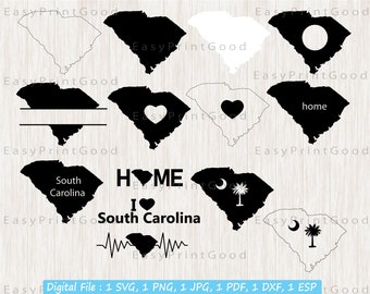 South Carolina State Outline Svg | Etsy