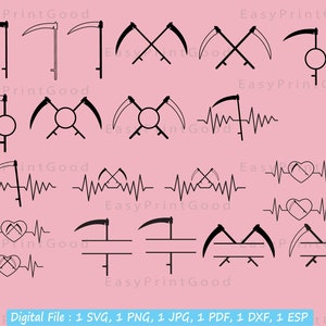 Scythe SVG Bundle, Scythe Monogram Frames, Scythe Logo Svg, Crossed ...