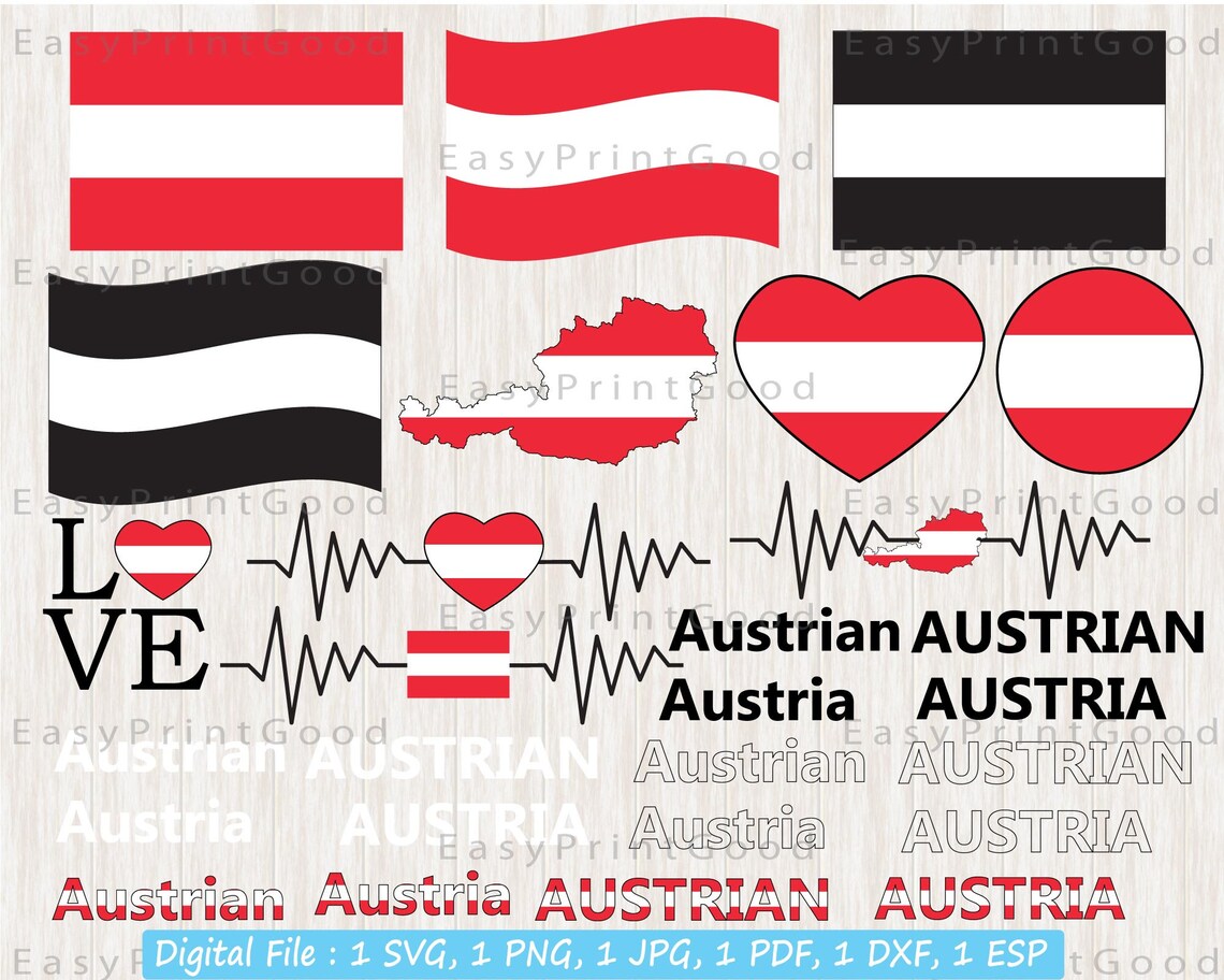 Austria Flag Svg Bundle Austria National Flag Svg Love - Etsy
