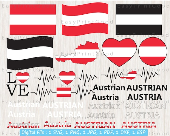 Austria Flag Svg Bundle Austria National Flag Svg Love - Etsy