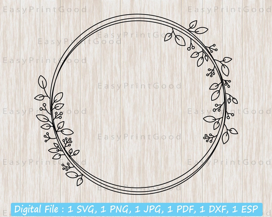 Floral Wreath SVG: Leafy Monogram Frame Cut File (digital Download) - Etsy