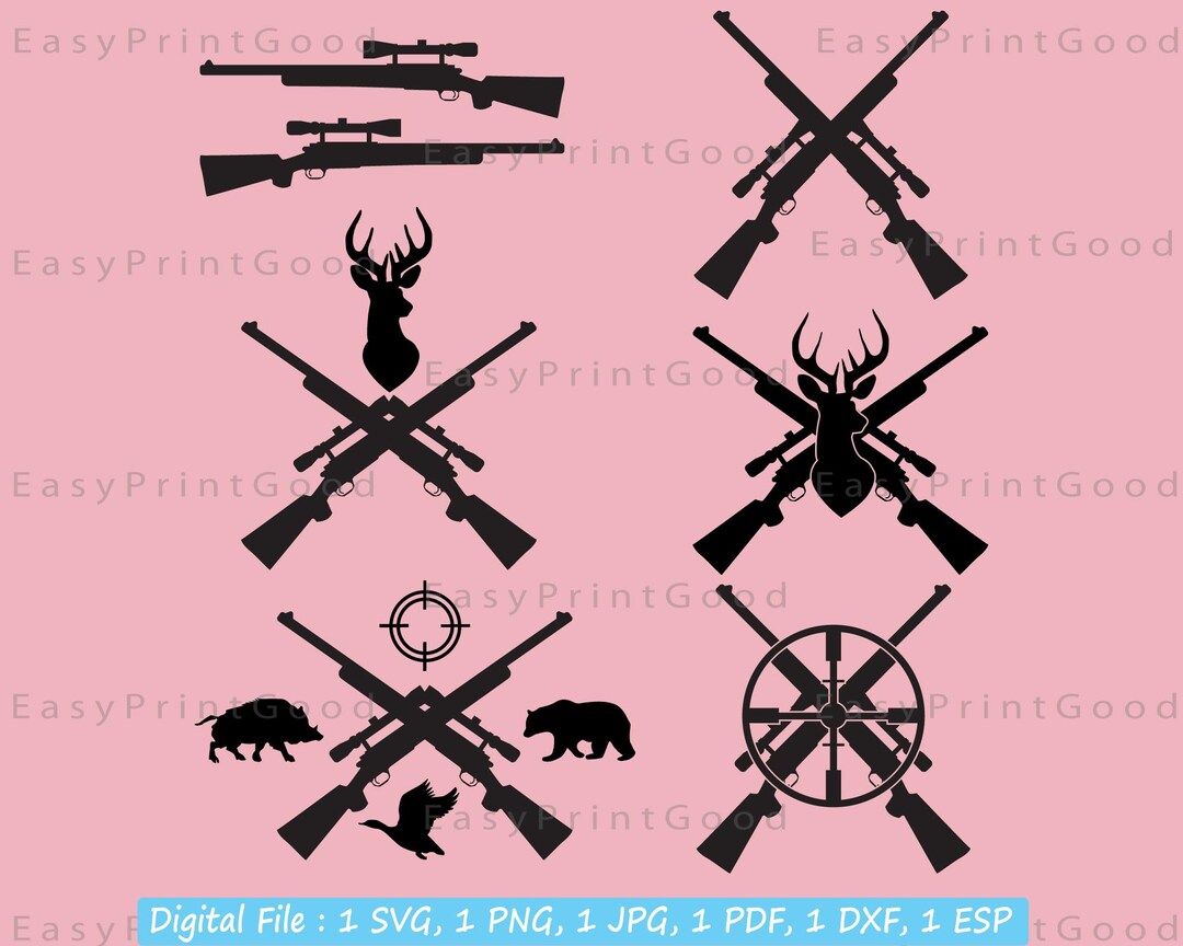 Hunting Rifles Svg, Deer Head Svg, Crossed Hunting Rifles, Crossed ...