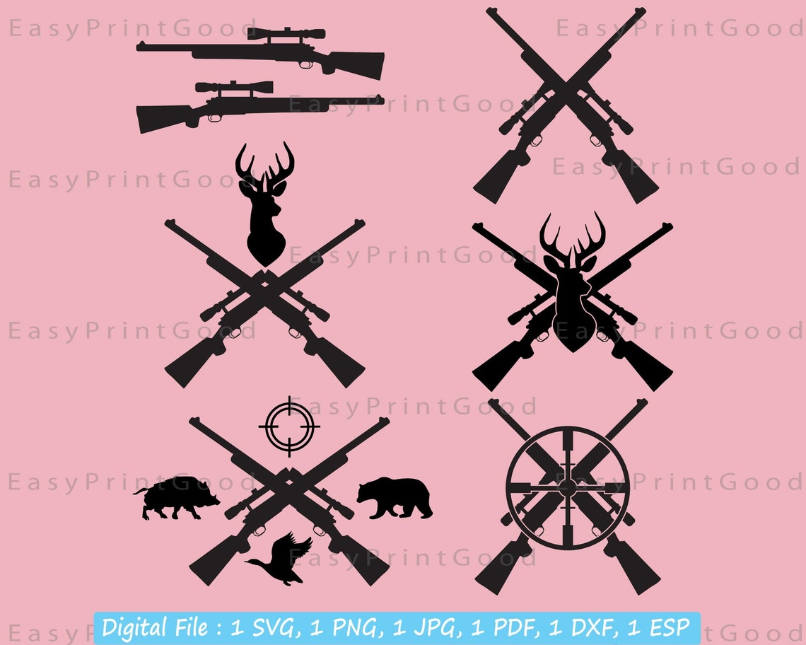Hunting Rifles Svg Deer Head Svg Crossed Hunting Rifles - Etsy