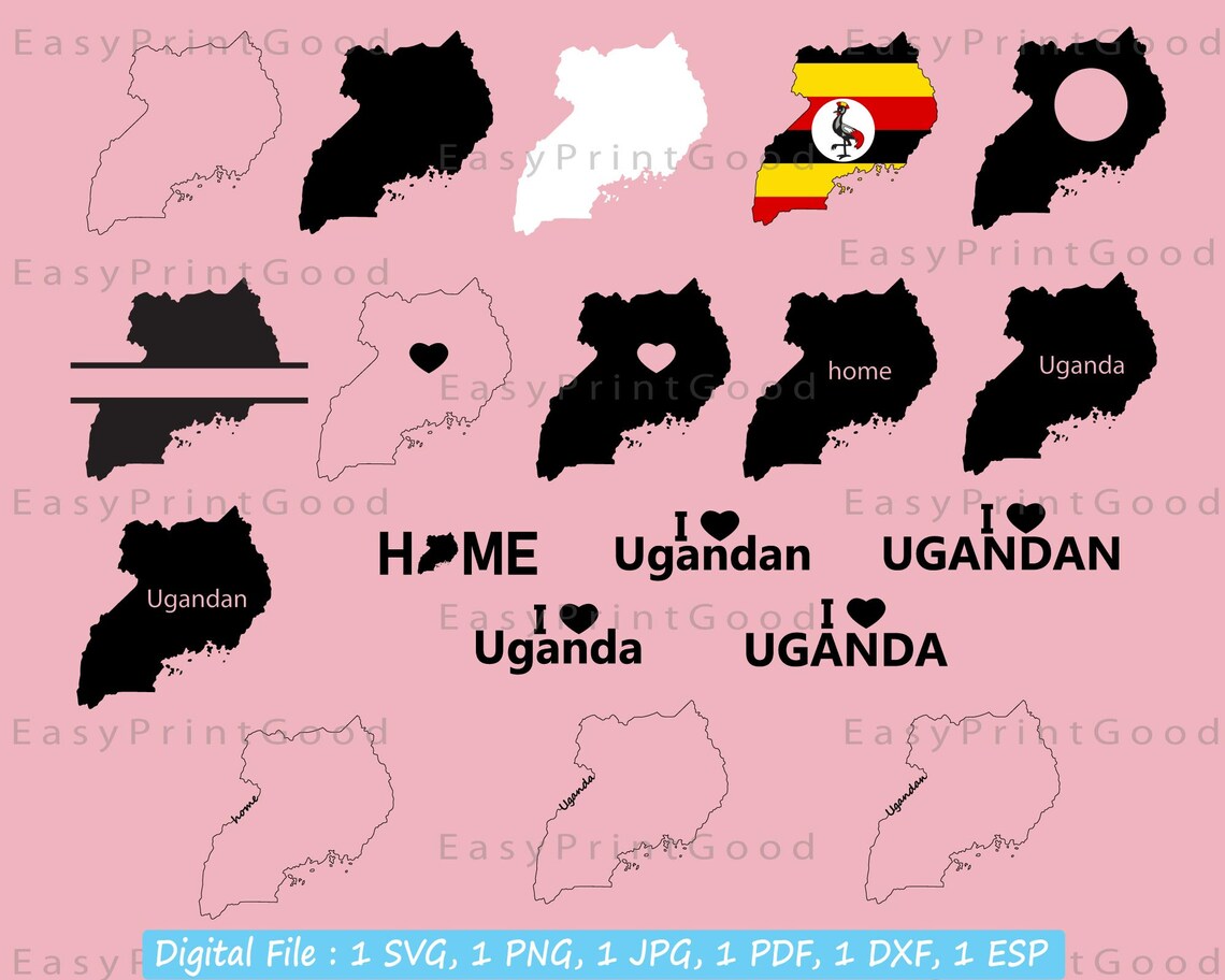 Uganda SVG Bundle Ugandan Svg Uganda Clipart Uganda Map - Etsy
