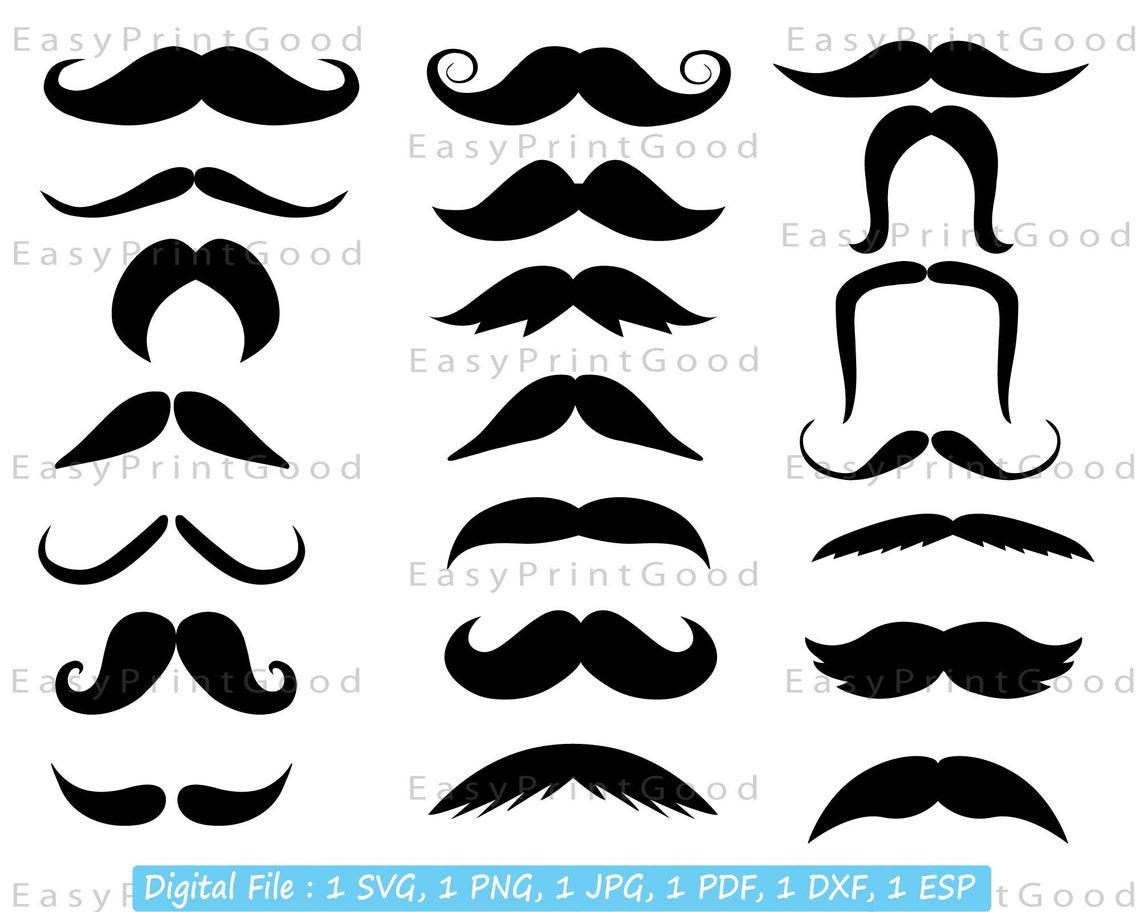21 Mustache Bundle Svg Mustache Svg Mustache Silhouette - Etsy