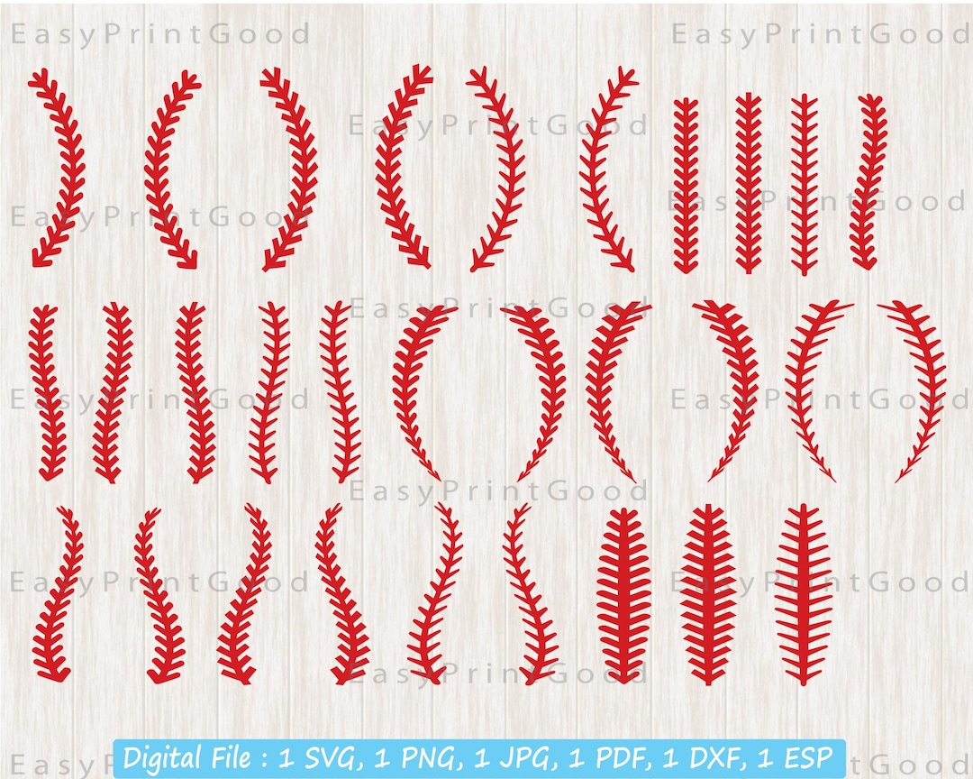 Baseball Stitch SVG Bundle: Softball Laces Cut File (digital Download ...
