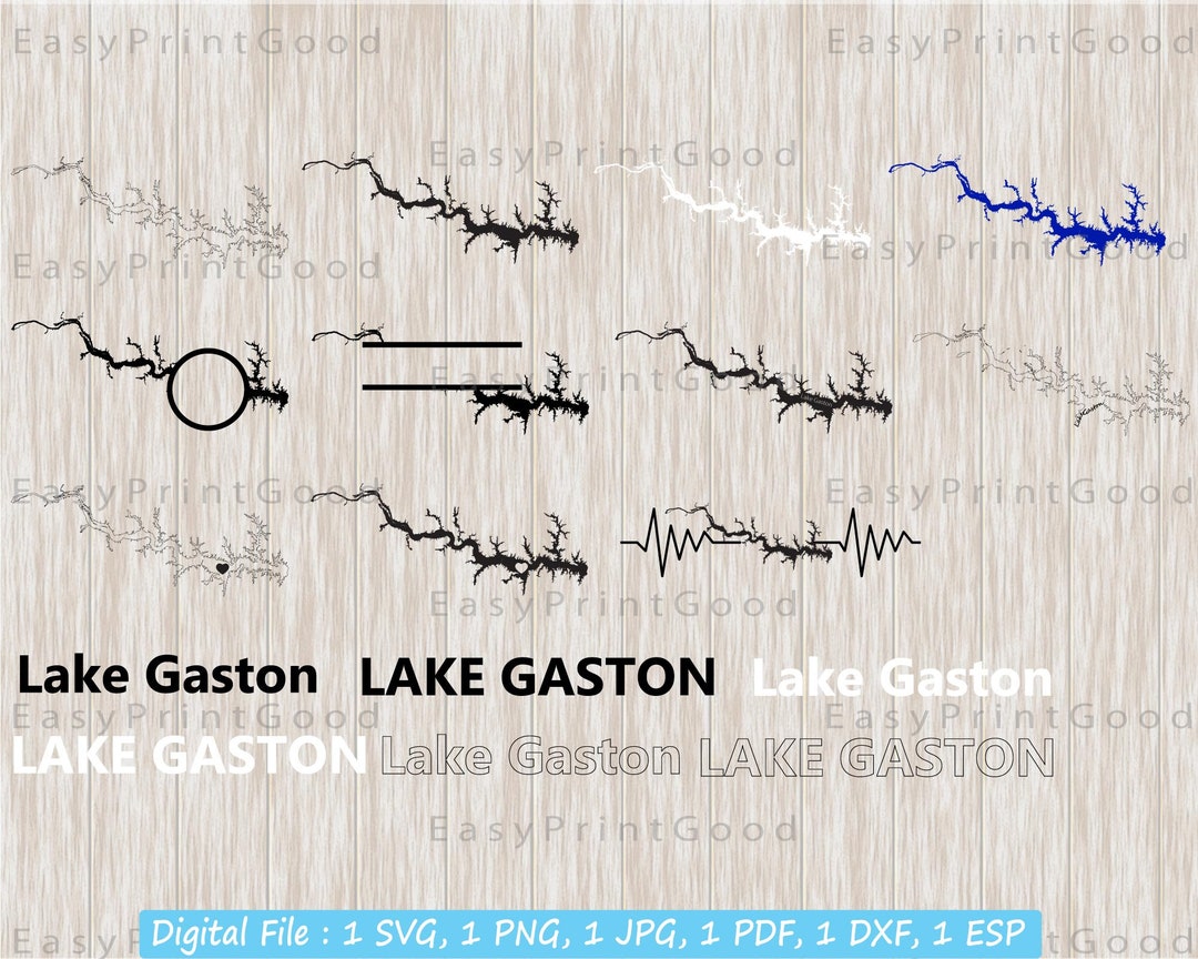 Lake Gaston Svg Bundle, Lake Gaston Outline, Love, Clipart, Monogram ...