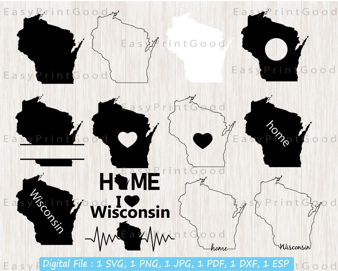 Wisconsin State SVG Bundle, Wisconsin Map Svg, Wisconsin State ...