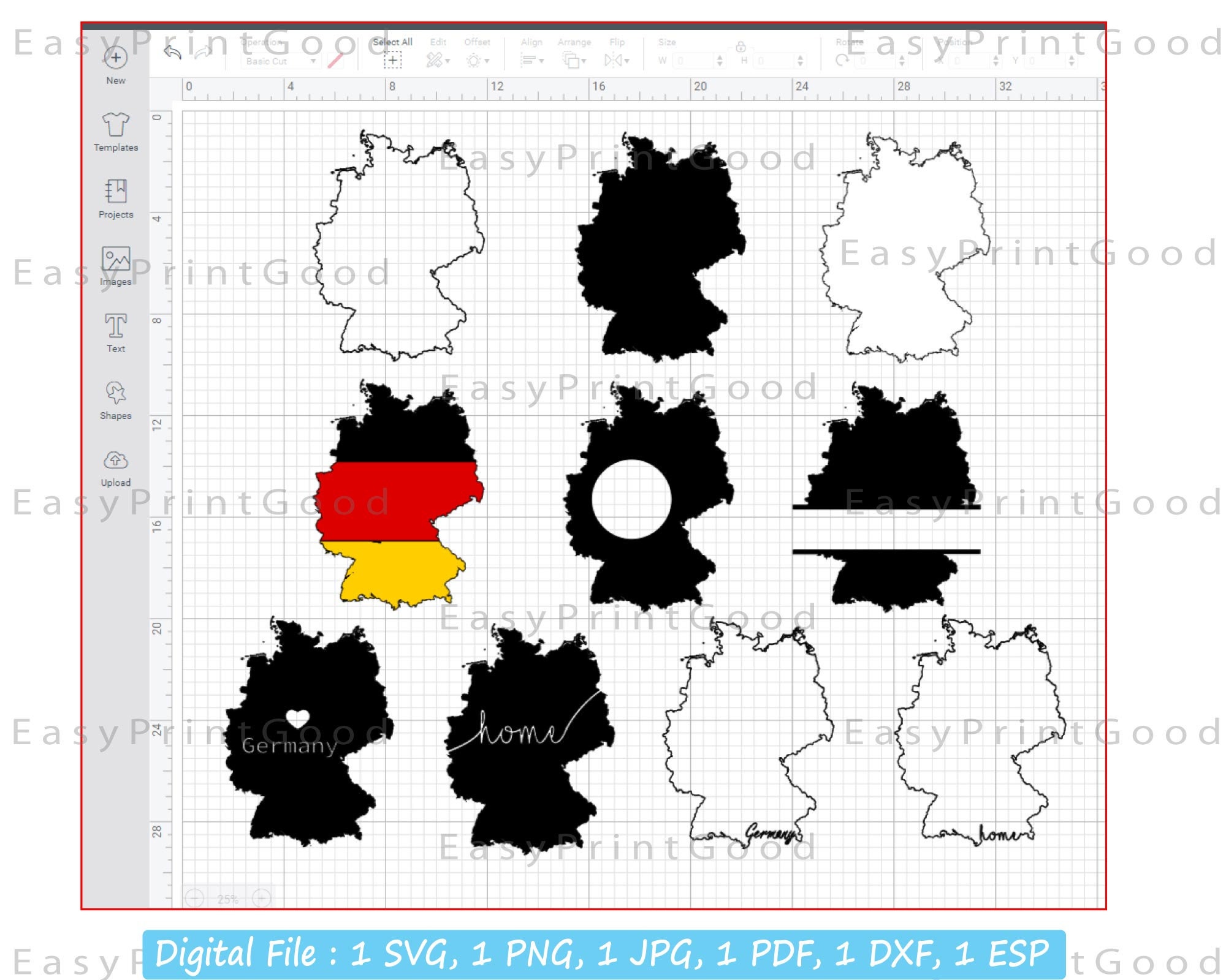 Map of Germany Svg German Map Boundary Country Map of - Etsy