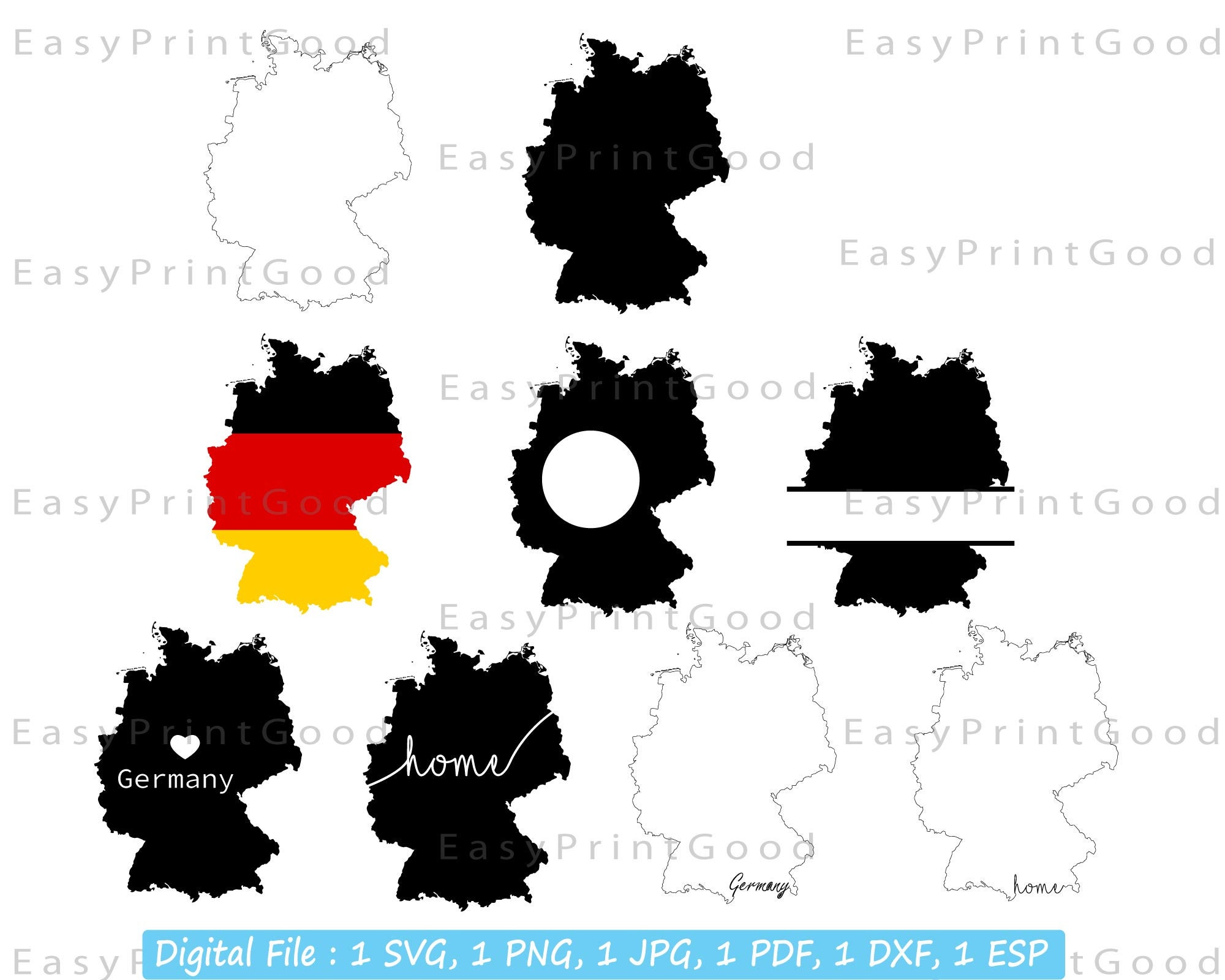 Map of Germany Svg German Map Boundary Country Map of - Etsy