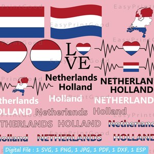 Netherlands Flag Svg Bundle, Netherlands National Flag, Holland Map ...