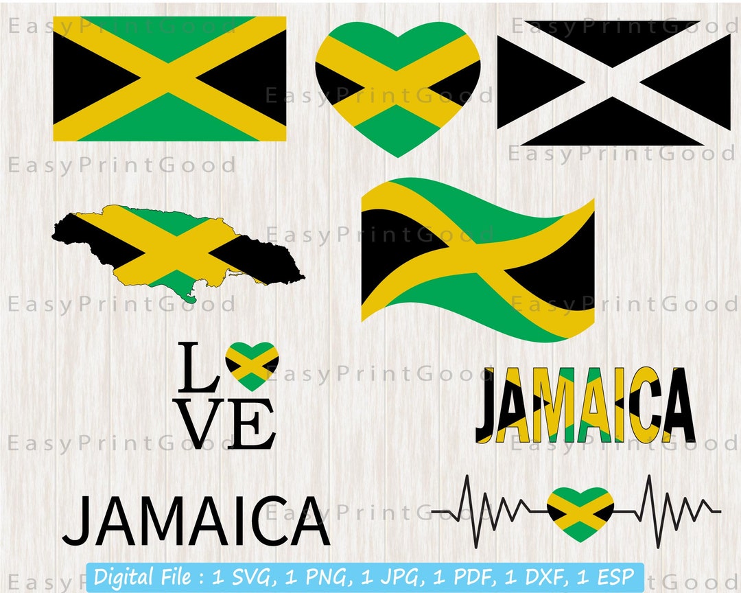 Jamaica Flag SVG Bundle: Heart, Waving, Reggae Designs (digital ...