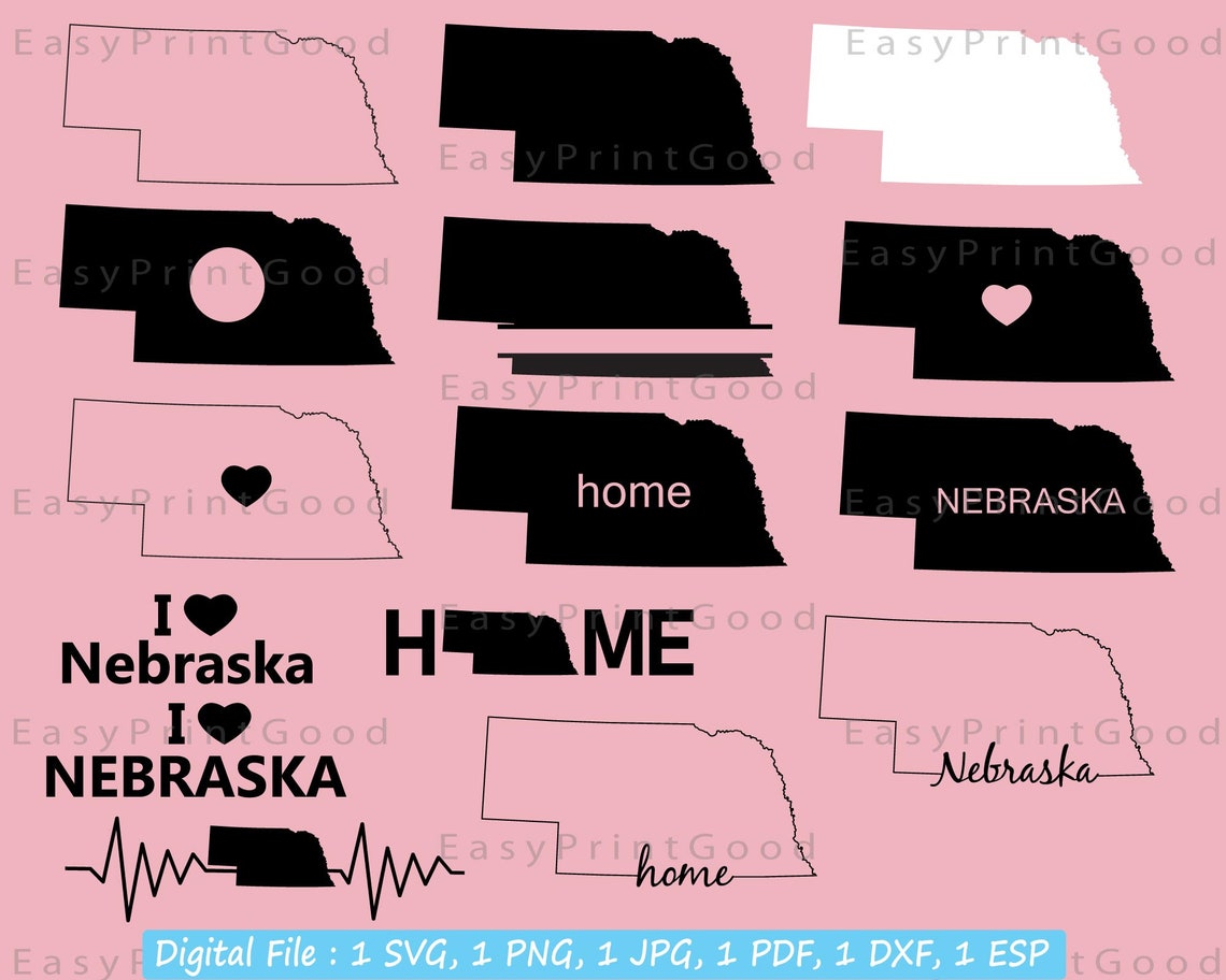 Nebraska Svg Bundle Nebraska State Svg Nebraska Outline | Etsy