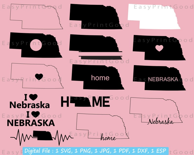 Nebraska Svg Bundle Nebraska State Svg Nebraska Outline | Etsy